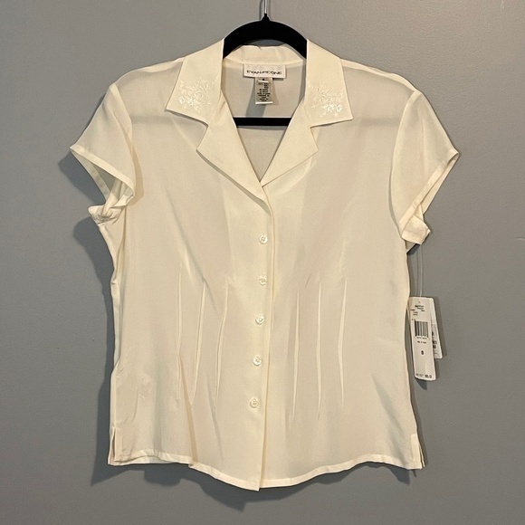 Evan Picone | Tops | New Vintage Evan Picone Embroidered Silk Short ...